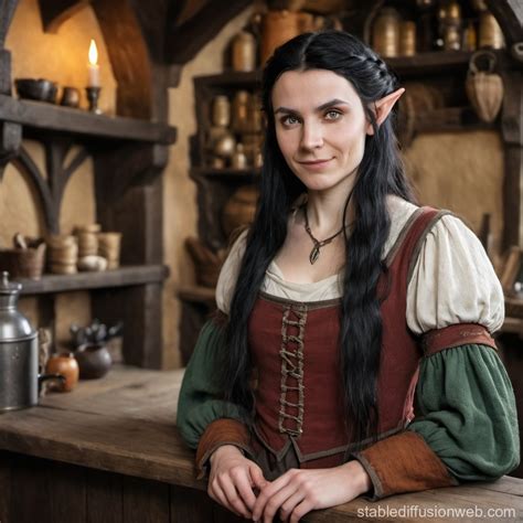 Elven Landlady Of Medieval Tavern Stable Diffusion Online
