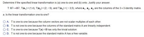 solved determine if the specified linear transformation is