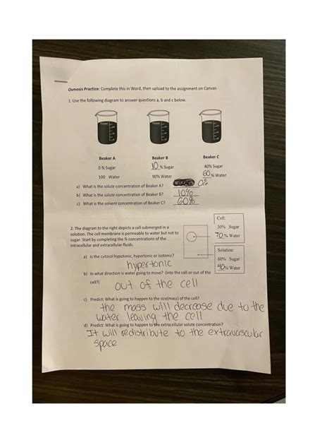 Osmosis Practice 1 Use The Following Diagram To Answer Questions A B And C Below 150ml