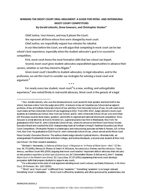 Winning The Moot Court Oral Argument Pdf Standard Of Review Brief Law