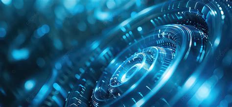 A Futuristic Abstract Design Featuring Swirling Blue Lights And Circular Patterns Background