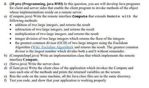 Solved 2 30 Pts Programming Java Rmi In This Question