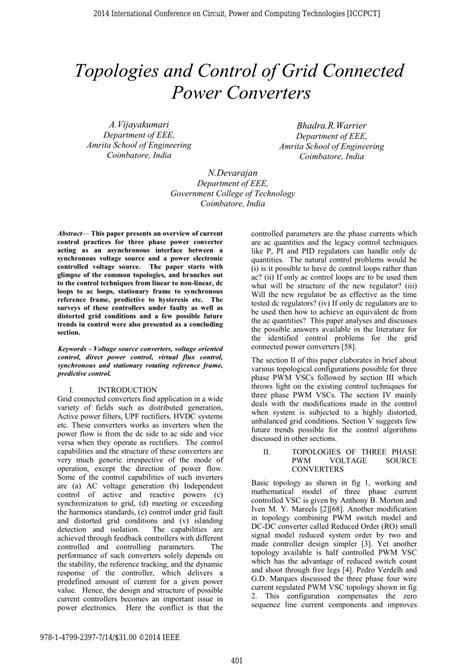 Pdf Topologies And Control Of Grid Connected Power Converters