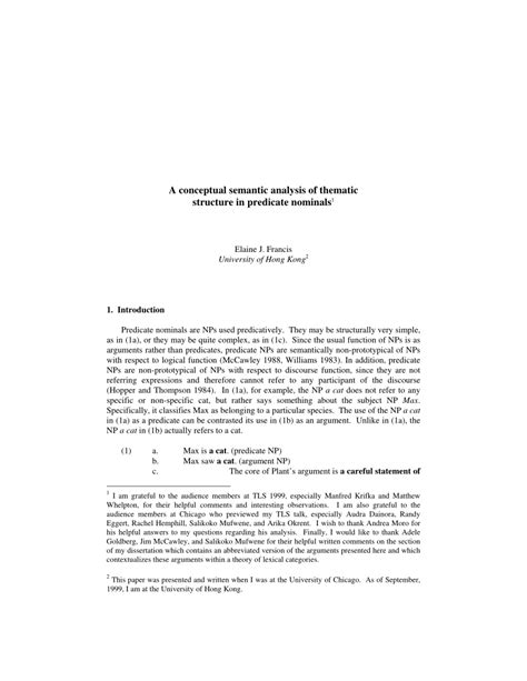 Pdf A Conceptual Semantic Analysis Of Thematic Structure In Predicate