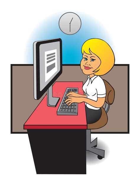 Female Computer Operator Stock Vector Illustration Of Boss 17292683