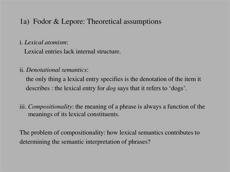 Ppt Towards A Semantic Lexicon Jerry A Fodor And Ernie Lepore James Pustejovsky Powerpoint