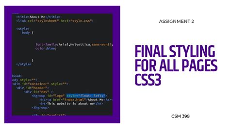 Assignment 2 Final Styling For All Pages Css 3 Csm 399 Youtube