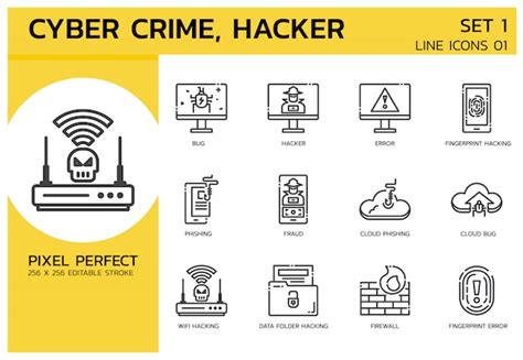 Premium Vector Filled Line Icons Style Hacker Cyber Crime Attack