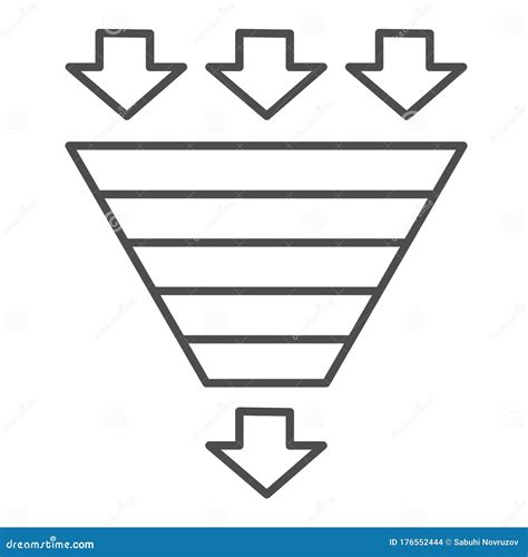 Bottleneck Chart Thin Line Icon Consumption Pyramid Funnel Diagram Symbol Outline Style