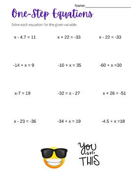 One Step Equations By Silly Sped Girl Tpt