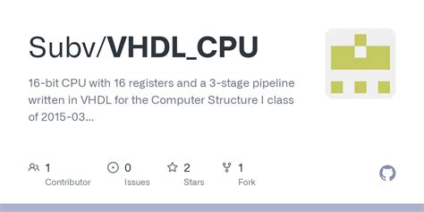 GitHub Subv VHDL CPU 16 Bit CPU With 16 Registers And A 3 Stage