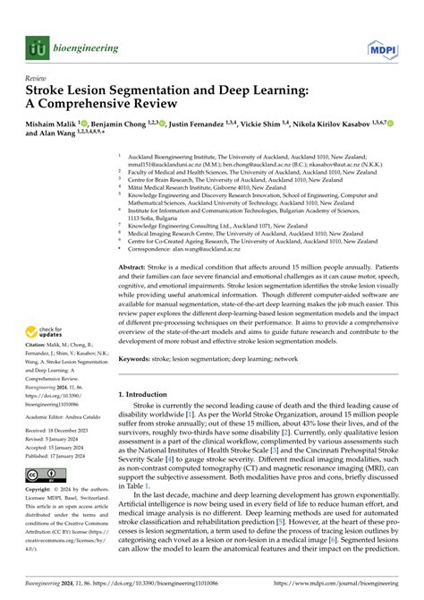 Pdf Stroke Lesion Segmentation And Deep Learning A Comprehensive Review