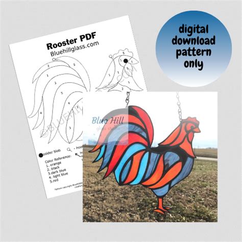 Rooster Stained Glass Pattern Digital Download Only Stained Glass