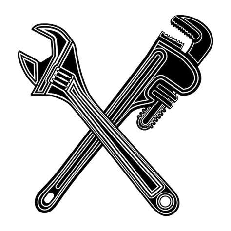 Crossed Plumber Wrench Icon Symbol Plumbing Logo Design Vector