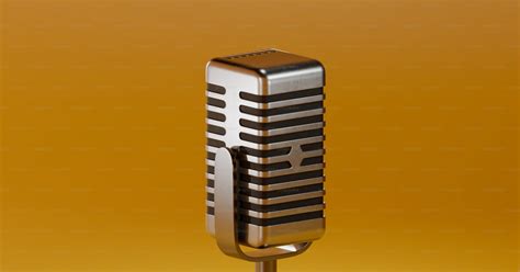 노란색 배경에 스탠드에 있는 구식 마이크 사진 Unsplash의 벽지 이미지