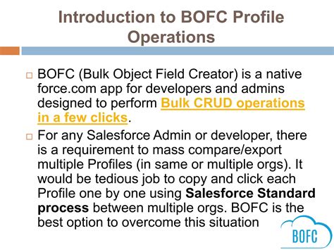 Bulk Profile Operations In Salesforce Using Bofc App Ppt