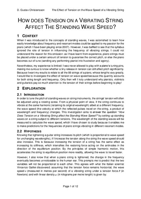 Pdf The Effect Of Tension On The Wave Speed Of A Vibrating String
