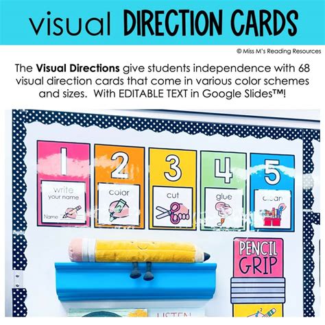 Classroom Management Visual Directions Cards Visual Instructions Printable Classroom Resource