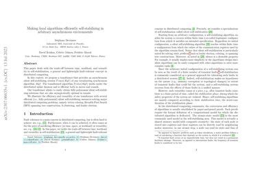 Making Local Algorithms Efficiently Self Stabilizing In Arbitrary