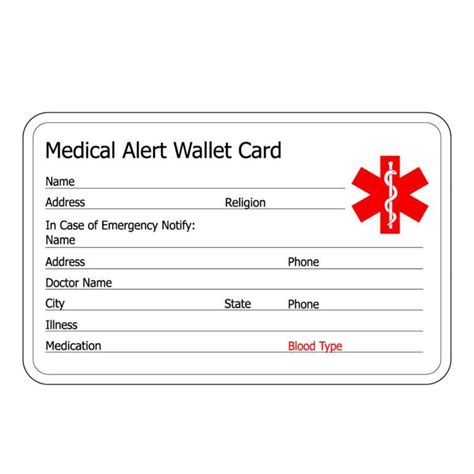 Medical Alert Wallet Card Template Medical Alert Wallet Pertaining To Medical Alert Wallet