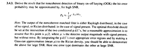 solved 4 3 derive the result that for noncoherent detection