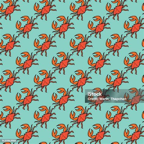 오렌지 게 패턴 벡터 일러스트 레이 션 원활한 패턴 배경 디자인 배경 화면 0명에 대한 스톡 벡터 아트 및 기타 이미지 0명 갈고리 발톱 게 Istock