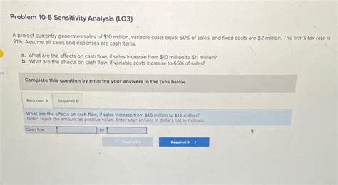 Solved Problem 10 5 Sensitivity Analysis Lo3 A Project