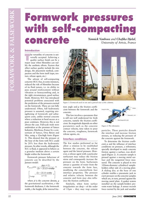 Pdf Formwork Pressures With Self Compacting Concrete