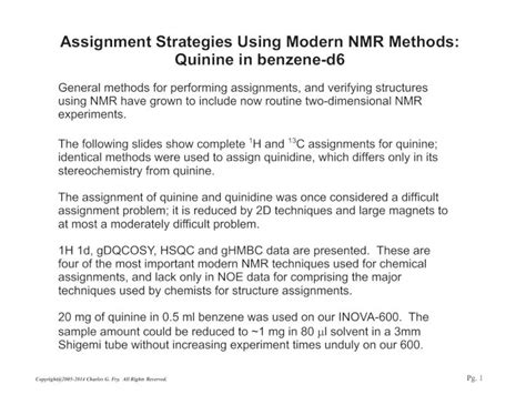 Pdf Assignment Strategies Using Modern Nmr …cic Nmr Nmrdatab Res Cmpd