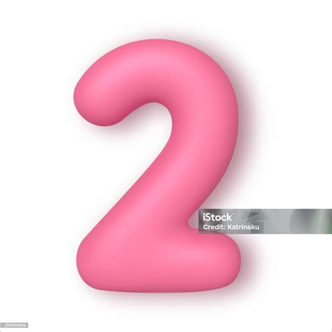사실적인 3d 글꼴 색상 핑크 번호 2 풍선 형태의 숫자입니다 제품 광고 웹 배너 전단지 인증서 및 엽서에 대한 템플릿 벡터 일러스트 레이 션 0명에 대한 스톡 벡터 아트