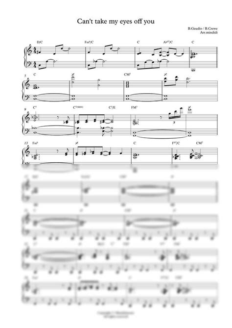 악보 Frankie Valli Cant Take My Eyes Off You Piano편곡ver By Mindidi