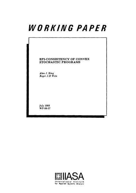 Pdf Epi Consistency Of Convex Stochastic Programs
