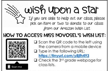 Classroom Wish List With QR Code By Miss MidTexan TPT