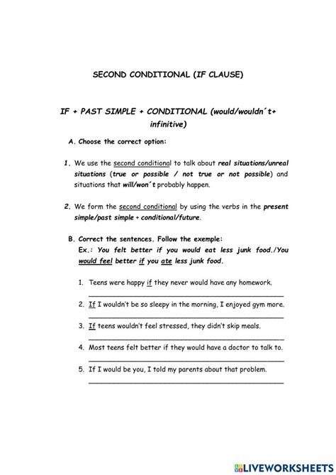 Second Conditio Free Interactive Worksheets 2256590