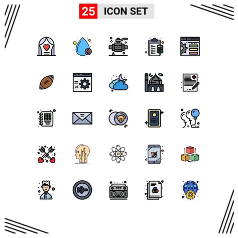 User Interface Pack Of 25 Basic Filled Line Flat Colors Of Design Duties Buildings Charge