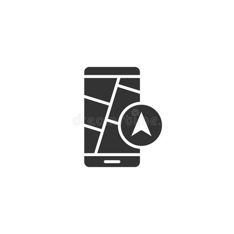 Smartphone Map Icon In Flat Style Mobile Phone Gps Navigation Vector