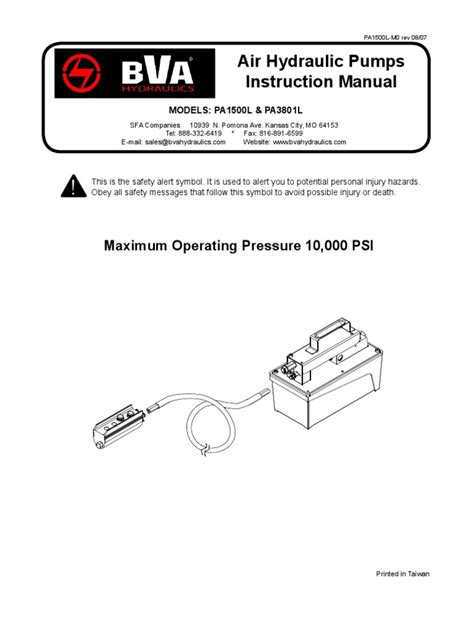 Bva Pa Series Manual Pa1500l Pa3801l Pdf Pump Valve