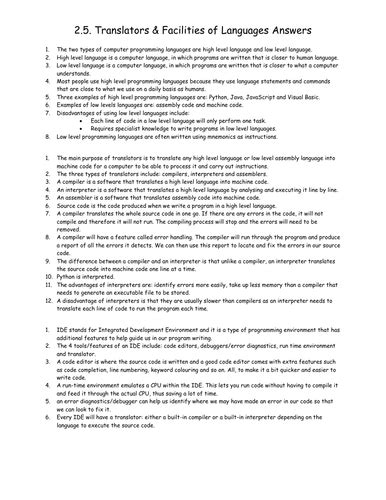 Computer Science Gcse Ocr 9 1 Specification Component 2 Questions And Answers Teaching Resources