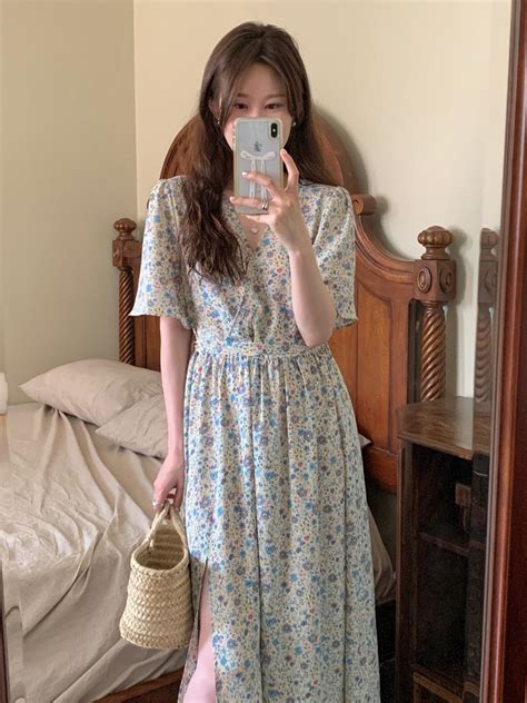 베이지하루 플로럴 랩 반팔 롱원피스 여름 봄 A라인 시원픈 크로스 꽃 무늬 슬릿 반소매 쉬폰 여자 롱 드레스 나들이룩 소풍 비치 해변 데이트룩 드라이브 여친룩 예쁜 여성