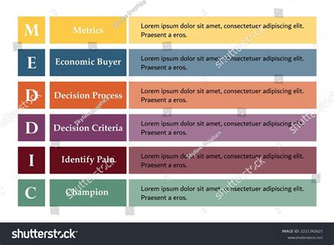 Meddic Framework Metrics Economic Buyer Decision Stock Vector Royalty