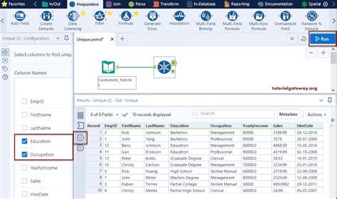 alteryx unique records tool