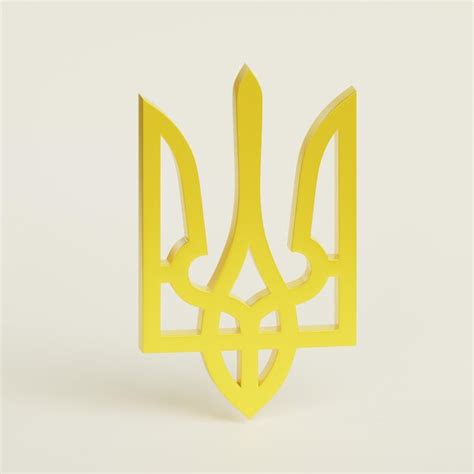 Золотой трезубец национальный символ украины украинский национальный герб 3d рендеринг