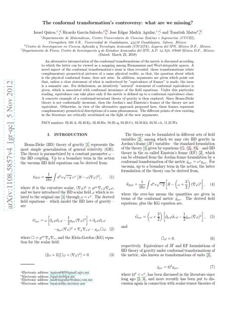 The Conformal Transformations Controversy What Are We Missing Pdf