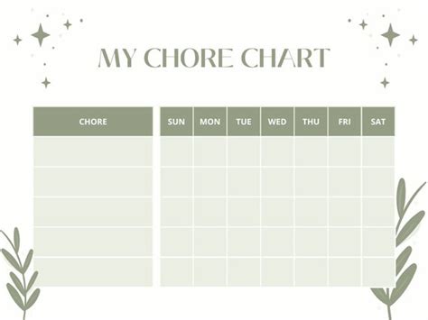 Printable Chore Chart Etsy