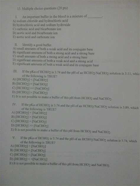 Solved An Important Buffer In The Blood Is A Mixture Of Chegg Com