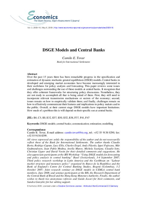 Pdf Dsge Models And Central Banks