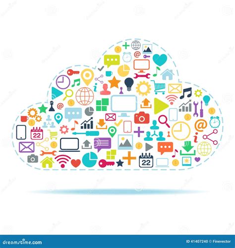cloud computing color vector illustration stock vector illustration