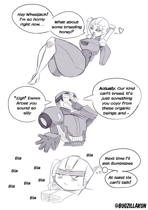 Rule 34 Arcee Arcee Rotb Armpits Autobot Black And White Blush Bugzilla Dialogue Funny