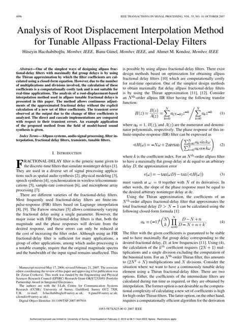 Pdf Analysis Of Root Displacement Interpolation Method For Tunable