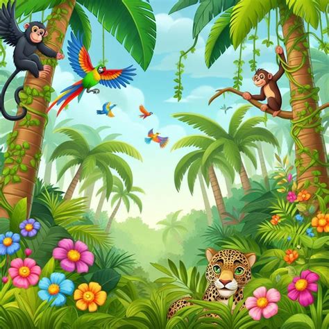 Premium Psd Cartoon Jungle Background